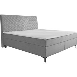 Boxspringbett Alina "Petro", grau (grau dmo, dmk 59), B:162cm L:215cm, Samt DMO (100% Polyester);Samt DMK (100% Polyester), Komplettbetten, Boxspringbett, inklusive Matratze und Topper, in diversen Ausf&uuml;hrungen