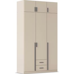 Kleiderschrank Rauch "Schrank Garderobe W&auml;scheschrank GAMMA in 4 Breiten 91-226 cm", beige (champagner), griffstangen graumetallic, B:136cm H:248cm T:54cm, Holzwerkstoff, Schr&auml;nke, Kleiderschrank, mit Schubladen und Schrankaufsatz, schlichtes Design MADE IN GERMANY