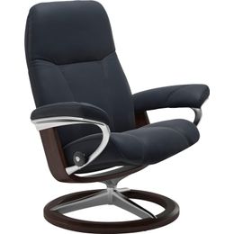 Relaxsessel stressless "Consul", blau (shadow blau paloma), B:91cm H:102cm T:79cm, Leder BATICK: BATICK ist ein leicht korrigiertes, durchgef&auml;rbtes und genarbtes M&ouml;belleder, bei dem die meisten Unebenheiten und Spuren in der Regel entfernt wurden.;Leder PALOMA: PALOMA ist ein durchgef&auml;rbtes Semianilin-M&ouml;belleder mit nat&uuml;rlicher Narbung.;ROHLEDER Stoff Q2 FARON: Ein fester zuverl&auml;ssiger Boucl&eacute; mit 