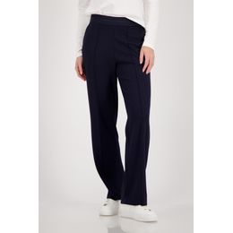 Jogger Pants monari "Basic Lurex", Damen, Gr. 36, N-Gr, marine, Web, Obermaterial: 55% Polyester, 38% Viskose, 7% Elasthan. B&uuml;ndchen: 80% Polyester, 20% Elasthan, unifarben, straight fit lang, Hosen, elastischer Bund mit Glitzerstreifen, Straight Fit