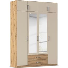 Kleiderschrank Rauch "Schrank Garderobe W&auml;scheschrank GAMMA in 4 Breiten 91-226 cm", eiche artisan, champagner, griffe chrom, B:181cm H:248cm T:54cm, Holzwerkstoff, Schr&auml;nke, Kleiderschrank, mit Schubladen und Schrankaufsatz sowie Spiegel MADE IN GERMANY