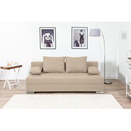Schlafsofa Collection AB "Tania mit Bettfunktion und Bettkasten", creame, B:194cm H:70cm T:90cm, 100%Polyester, Sofas, Schlafsofa, komfortabler Sitzkomfort: Federkern-Polsterung, inklusive R&uuml;ckenkissen