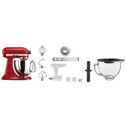 KitchenAid K&uuml;chenmaschine "5KSM125EBM SCHWARZ MATT", rot (empire rot), B:24cm H:36cm T:37cm, K&uuml;chenmaschinen, Gratis Fleischwolf, Sch&uuml;ssel, Spritzgeb&auml;ckvorsatz (Wert: ca.238,- UVP), K&uuml;chenmaschine
