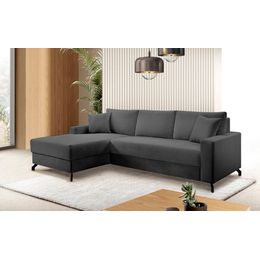 Ecksofa exxpo - SOFA FASHION "Quattro schlicht & zeitlos, bequem, L-Form, B/T: 247/162 cm", grau (anthrazit), B:247cm H:85cm T:162cm, Sofas, Ecksofa, mit Bettfunktion & Bettkasten. Korpus Microfaser, Sitz Webvelours