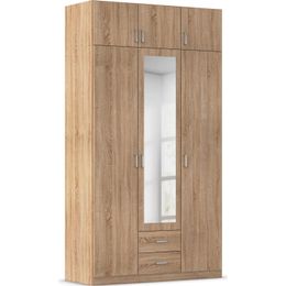 Kleiderschrank Rauch "Schrank Garderobe W&auml;scheschrank GAMMA in 4 Breiten 91-226 cm", eiche sonoma, griffe alu, B:136cm H:248cm T:54cm, Holzwerkstoff, Schr&auml;nke, Kleiderschrank, mit Schubladen und Schrankaufsatz sowie Spiegel MADE IN GERMANY