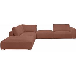 Ecksofa Musterring "LUCIA L-Form", braun (brandy bax), B:340cm H:81cm T:346cm, Flachgewebe FLORIS (100% Polyester);Flachgewebe VALMONT (60% Baumwolle/ 40% Leinen);Microfaser CRONA (100% Polyester), Sofas, Ecksofa, in vielen Qualit&auml;ten und 4 verschieden N&auml;hten