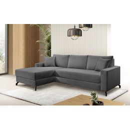 Ecksofa exxpo - SOFA FASHION "Quattro schlicht & zeitlos, bequem, L-Form, B/T: 247/162 cm", grau (anthrazit), B:247cm H:85cm T:162cm, Sofas, Ecksofa, wahlw. Bettfunktion, Bettkasten. Bezug komplett Webvelours