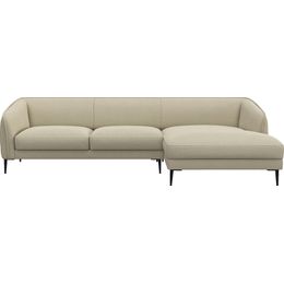 Ecksofa FLEXLUX "Belle Designsofa, L-Form, B/T 288/149 cm", beige (sandy beige), B:288cm H:74cm T:149cm, 100% Polyester, Sofas, Ecksofa, Skandinavisches Design, In hochwertiger Verarbeitung
