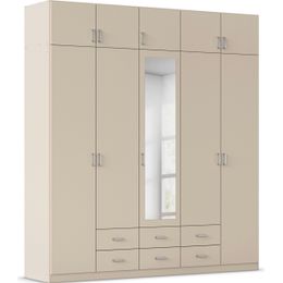 Kleiderschrank Rauch "Schrank Garderobe W&auml;scheschrank GAMMA in 4 Breiten 91-226 cm", beige (champagner), griffe alu, B:226cm H:248cm T:54cm, Holzwerkstoff, Schr&auml;nke, Kleiderschrank, mit Schubladen und Schrankaufsatz sowie Spiegel MADE IN GERMANY