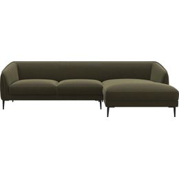Ecksofa FLEXLUX "Belle Designsofa, L-Form, B/T 288/149 cm", gr&uuml;n (moss gr&uuml;n), B:288cm H:74cm T:149cm, 100% Polyester, Sofas, Ecksofa, Skandinavisches Design, In hochwertiger Verarbeitung