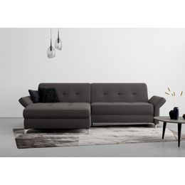Ecksofa Home Affaire "Maredo L-Form", grau (fango), B:284cm H:89cm T:179cm, 100% Polyester, Sofas, Ecksofa, Federkern, wahlweise auch mit Kopfteil- und Armlehnverstellung