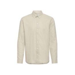 Langarmhemd Casual Friday "Langarmhemd CFAnton", Herren, Gr. XL, N-Gr, beige (island fossil), Obermaterial: 55% Leinen LI. 45% Baumwolle CO., Hemden