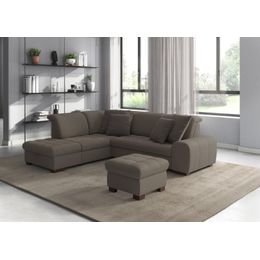 Sit & More Ecksofa SIT & MORE "Luxor L-Form", beige (dunkelbeige), B:259cm H:82cm T:224cm, Luxus-Microfaser ALTARA NUBUCK (100% Polyester);Soft clean (98% Polyester, 2% Polyamid);Struktur fein (100% Polyester), Sofas, Ecksofa, wahlweise mit Bettfunktion, Stauraum und Kopfteilverstellung