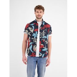 Kurzarmhemd Lerros "Sommerhemd in Hawaiian-Style", Herren, Gr. L, Normalgr&ouml;&szlig;en, blau (classic navy), 80% Baumwolle, 20% Leinen, Hemden
