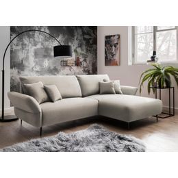 Ecksofa Home Affaire "Amarena L-Form", grau (taupe), B:286cm H:96cm T:178cm, 100% Polyester, Sofas, Ecksofa, inklusive Armlehnenverstellfunktion, 4x Zierkissen gratis