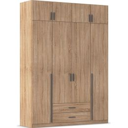 Kleiderschrank Rauch "Schrank Garderobe W&auml;scheschrank GAMMA in 4 Breiten 91-226 cm", eiche sonoma, griffstangen graumetallic, B:181cm H:248cm T:54cm, Holzwerkstoff, Schr&auml;nke, Kleiderschrank, mit Schubladen und Schrankaufsatz, schlichtes Design MADE IN GERMANY
