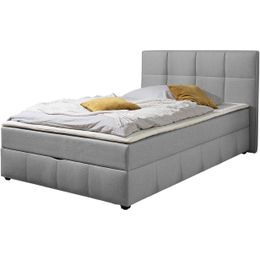 Boxbett Home Affaire "Niemes inkl. Bettkasten und Topper, auch in &Uuml;berl&auml;nge erh&auml;ltlich", hellgrau, B:132cm L:210cm, Komplettbetten, Boxbett mit Bettkasten, inkl. Topper
