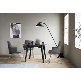 Polsterstuhl stressless "Laurel", grau (grau batick, schwarz matt), B:58cm H:92cm T:59cm, Leder BATICK: BATICK ist ein leicht korrigiertes, durchgef&auml;rbtes und genarbtes M&ouml;belleder, bei dem die meisten Unebenheiten und Spuren in der Regel entfernt wurden., St&uuml;hle, Polsterstuhl, Low Back mit Armlehne, Gr&ouml;&szlig;e L, mit Beinen aus Stahl in Schwarz matt