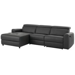 Ecksofa Home Affaire "Sentrano, L-Form", grau, B:275cm H:82cm T:164cm, NaturLEDER/Kunstleder (Das Leder hat eine Dicke von 0, 9-1, 0 mm);Kunstleder;Webstoff (95% Polyester, 5% Nylon);Struktur fein (95% Polyester, 5% Nylon), Sofas, Ecksofa, 275 cm, man. o. elektr. Relaxfunktion und USB/Kopfverstellung