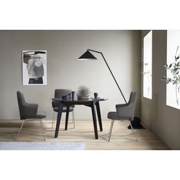Polsterstuhl stressless "Laurel", grau (rock paloma, schwarz matt), B:58cm H:92cm T:59cm, Leder PALOMA: PALOMA ist ein durchgef&auml;rbtes Semianilin-M&ouml;belleder mit nat&uuml;rlicher Narbung., St&uuml;hle, Polsterstuhl, Low Back mit Armlehne, Gr&ouml;&szlig;e L, mit Beinen aus Stahl in Schwarz matt