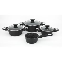 Topf-Set CS KOCH-SYSTEME "MARBURG 7-teiliges, Aluminiumlegierung, antihaftbeschichtet", schwarz, B:32cm H:19,5cm L:52cm &Oslash;:32cm, T&ouml;pfe, f&uuml;r alle Herdarten inklusive Induktion