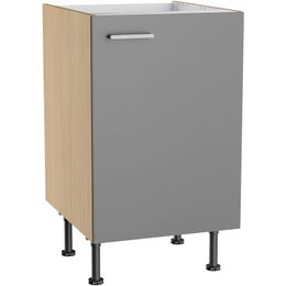 Sp&uuml;lenschrank KOCHSTATION "KS-Lucy", basaltgrau, eiche hell, B:50cm H:87cm T:58,1cm, Schr&auml;nke, Sp&uuml;lenschrank, Breite 50 cm, mit 1 T&uuml;r, h&ouml;henverstellbare F&uuml;&szlig;e, Soft-Close