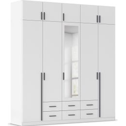 Kleiderschrank Rauch "Schrank Garderobe W&auml;scheschrank GAMMA in 4 Breiten 91-226 cm", alpinwei&szlig;, griffstangen graumetallic, B:226cm H:248cm T:54cm, Holzwerkstoff, Schr&auml;nke, Kleiderschrank, mit Schubladen und Schrankaufsatz sowie Spiegel MADE IN GERMANY