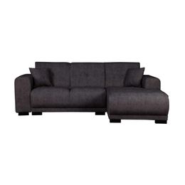 Ecksofa Home Affaire "Langeland L-Form", schwarz, B:234cm H:85cm T:163cm, 100% Polyester, Sofas, Ecksofa, incl. 2 Zierkissen, Recamiere wahlweise links oder rechts