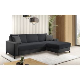 Ecksofa exxpo - SOFA FASHION "Quattro schlicht & zeitlos, bequem, L-Form, B/T: 247/162 cm", blau (night), B:247cm H:85cm T:162cm, Sofas, Ecksofa, mit Bettfunktion & Bettkasten. Korpus Microfaser, Sitz Webvelours