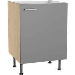 Sp&uuml;lenschrank KOCHSTATION "KS-Lucy", basaltgrau, eiche hell, B:60cm H:87cm T:58,1cm, Schr&auml;nke, Sp&uuml;lenschrank, Breite 60 cm, mit 1 T&uuml;r, h&ouml;henverstellbare F&uuml;&szlig;e, Soft-Close