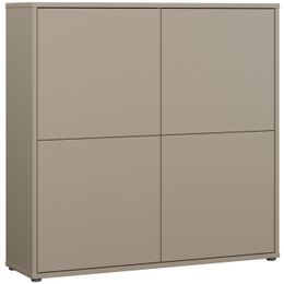Highboard FORTE, B:124,5cm H:121,5cm T:34,9cmtaupe, Holzwerkstoff, Wohnzimmer, Sideboards, "Alice Springs", Grifflos,Push to open, Stauraum