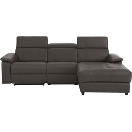 Ecksofa Home Affaire "Binado, L-Form", braun, B:252cm T:164cm, Webstoff (95% Polyester/5% Nylon), Sofas, Ecksofa, mit manueller oder elektrischer Relaxfunktion mit USB-Anschluss