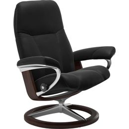 Relaxsessel stressless "Consul", schwarz (schwarz paloma), B:91cm H:102cm T:79cm, Leder BATICK: BATICK ist ein leicht korrigiertes, durchgef&auml;rbtes und genarbtes M&ouml;belleder, bei dem die meisten Unebenheiten und Spuren in der Regel entfernt wurden.;Leder PALOMA: PALOMA ist ein durchgef&auml;rbtes Semianilin-M&ouml;belleder mit nat&uuml;rlicher Narbung.;ROHLEDER Stoff Q2 FARON: Ein fester zuverl&auml;ssiger Boucl&eacute; mit e