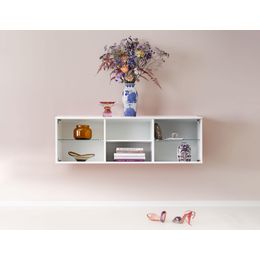 Lowboard HAMMEL FURNITURE "Mistral, Hochwertig Schrank, h&auml;ngend/stehend montierbar", wei&szlig;, B:133cm H:42cm T:32,5cm, Sideboards, Lowboard, mit zwei Glast&uuml;ren, B: 133 cm, anpassungsbar Designm&ouml;bel