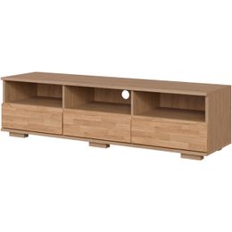 Lowboard OTTO HOME "VETRO Teilmassiv, Fronten Massivholz, Wohnzimmer, Stauraum,Griffmulde", wei&szlig;, neutral, B:150cm H:40cm T:40cm, Sideboards, Lowboard, B/T/H:150/40/40 cm, 3 Schubladen, 3 offene F&auml;cher, kabeldurchf&uuml;hrung