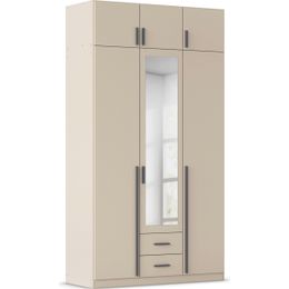 Kleiderschrank Rauch "Schrank Garderobe W&auml;scheschrank GAMMA in 4 Breiten 91-226 cm", beige (champagner), griffstangen graumetallic, B:136cm H:248cm T:54cm, Holzwerkstoff, Schr&auml;nke, Kleiderschrank, mit Schubladen und Schrankaufsatz sowie Spiegel MADE IN GERMANY