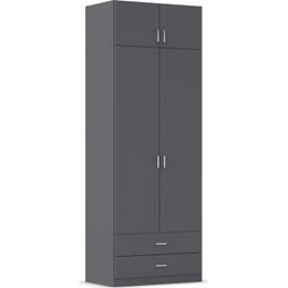 Kleiderschrank Rauch, B:91cm H:248cm T:54cmgraumetallic, griffe alu, Holzwerkstoff, Kinderzimmer, Schr&auml;nke, "Schrank Garderobe W&auml;scheschrank GAMMA in