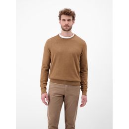 Strickpullover Lerros "Herren Basic Strickpullover", Herren, Gr. L, light coffee melange, 100% Baumwolle, Rundhals, Pullover Strickpullover