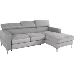 Ecksofa COTTA "Sammy L-Form", grau, B:226cm H:74cm T:169cm, Struktur (100% Polyester );Chenille (90% Polyester; 10% Polyamid ), Sofas, Ecksofa, mit Kopfteilverstellung, wahlweise mit Bettfunktion & Bettkasten