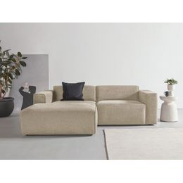 Ecksofa Home Affaire "Noord mit Kedernaht, Breite 234 cm, L-Form", beige (creme), B:234cm H:71cm T:161cm, 100% PES, Sofas, Ecksofa, Cord, Struktur, Webstoff, mit Wellenunterfederung, Massivholzrahmen