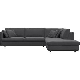 Ecksofa FLEXLUX "Lovane, elegant und zeitlos, bequem, L-Form", grau (dervit grau), B:328cm H:84cm T:272cm, 100% Polyester, Sofas, Ecksofa, Weich & anschmiegsam, gro&szlig;e Sitztiefe auf Kaltschaum, Dekokissen inkl.