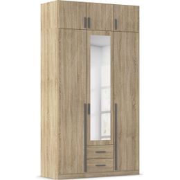 Kleiderschrank Rauch "Schrank Garderobe W&auml;scheschrank GAMMA in 4 Breiten 91-226 cm", eiche sonoma, griffstangen graumetallic, B:136cm H:248cm T:54cm, Holzwerkstoff, Schr&auml;nke, Kleiderschrank, mit Schubladen und Schrankaufsatz sowie Spiegel MADE IN GERMANY