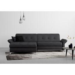 Ecksofa Home Affaire "Maredo L-Form", grau (anthrazit), B:284cm H:89cm T:179cm, 100% Polyester, Sofas, Ecksofa, Federkern, wahlweise auch mit Kopfteil- und Armlehnverstellung