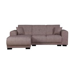 Ecksofa Home Affaire "Langeland L-Form", grau (taupe), B:234cm H:85cm T:163cm, 100% Polyester, Sofas, Ecksofa, incl. 2 Zierkissen, Recamiere wahlweise links oder rechts