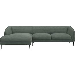 Ecksofa FLEXLUX "Belle Designsofa, L-Form, B/T 288/149 cm", gr&uuml;n (dusty gr&uuml;n), B:288cm H:74cm T:149cm, 85% Polyester/15%Polyamide, Sofas, Ecksofa, Skandinavisches Design, In hochwertiger Verarbeitung