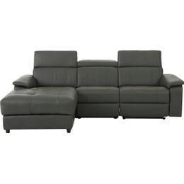 Ecksofa Home Affaire "Binado, L-Form", grau, B:252cm T:164cm, Webstoff (95% Polyester/5% Nylon), Sofas, Ecksofa, mit manueller oder elektrischer Relaxfunktion mit USB-Anschluss