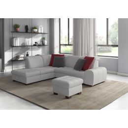 Sit & More Ecksofa SIT & MORE "Luxor L-Form", silber, B:259cm H:82cm T:224cm, Luxus-Microfaser ALTARA NUBUCK (100% Polyester);Soft clean (98% Polyester, 2% Polyamid);Struktur fein (100% Polyester), Sofas, Ecksofa, wahlweise mit Bettfunktion, Stauraum und Kopfteilverstellung