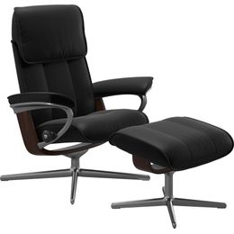 Relaxsessel stressless "Admiral", schwarz (schwarz batick), B:93cm H:103cm T:79cm, Leder BATICK: BATICK ist ein leicht korrigiertes, durchgef&auml;rbtes und genarbtes M&ouml;belleder, bei dem die meisten Unebenheiten und Spuren in der Regel entfernt wurden., Sessel, Relaxsessel, mit Cross Base, Gr&ouml;&szlig;e M & L, Holzakzent Braun
