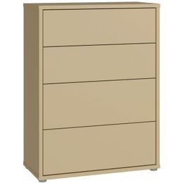 Kommode FORTE "Alice Springs", gelb, B:74,5cm H:99,1cm T:34,9cm, Holzwerkstoff, Sideboards, Kommode, Schubk&auml;sten mit Vollauszug, Grifflos, Push to open