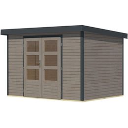 Gartenhaus Karibuwassergrau, anthrazit, Massivholz, Gartenh&auml;user, "Jupiterino 4A, in verschiedenen Farben"